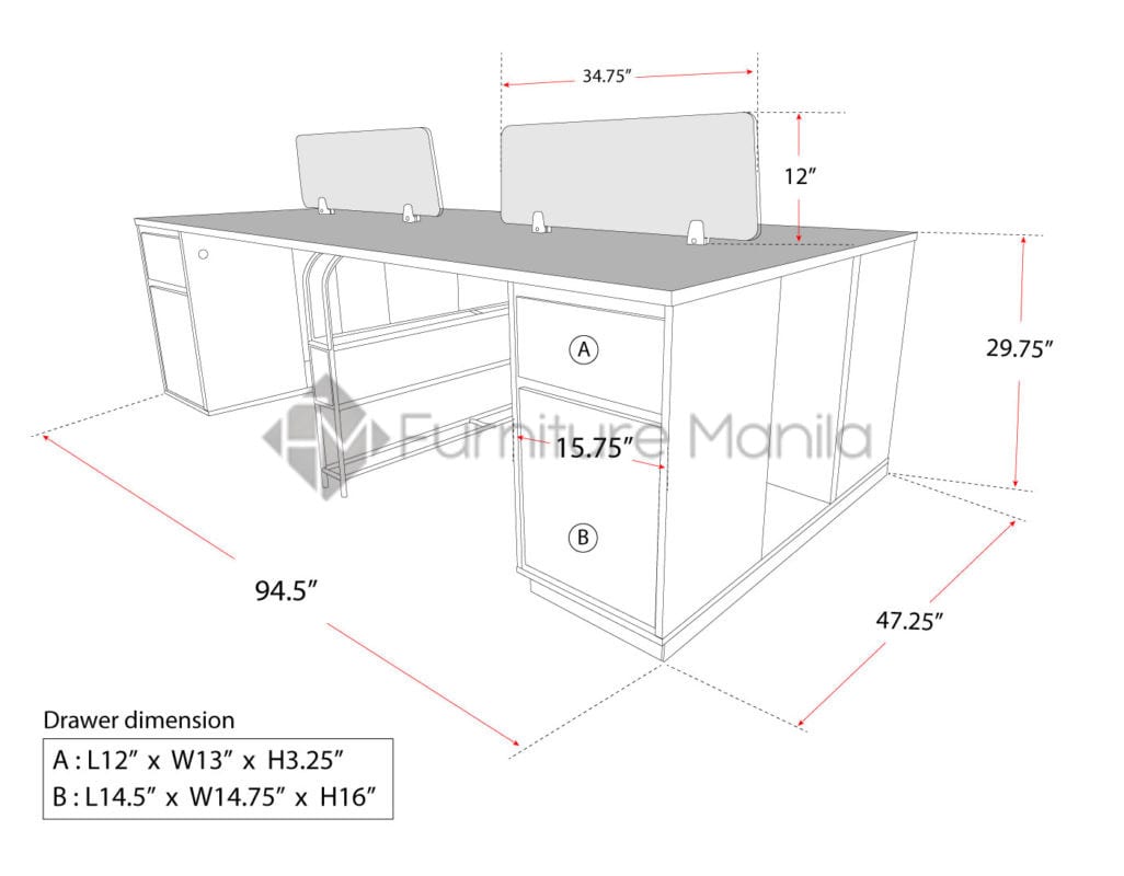 98-24 Workstation for 4 | Furniture Manila