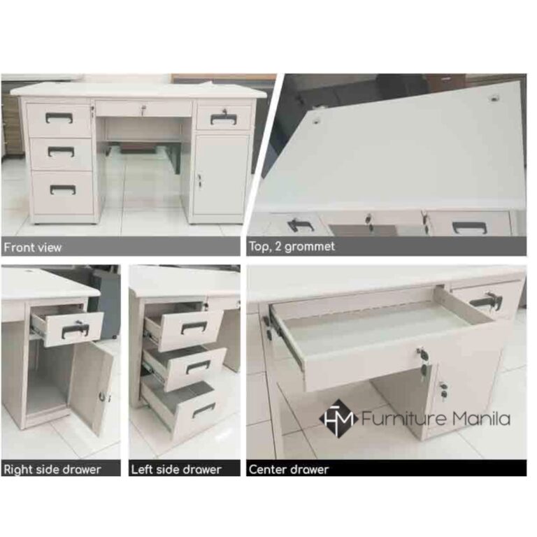Axiom Metal Office Desk with 5 Drawers and Swing Door | Furniture Manila