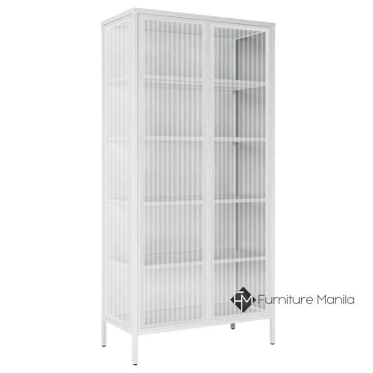 LumiVista Fluted Glass Display Cabinet – 80 cm Wide (White) | Furniture ...