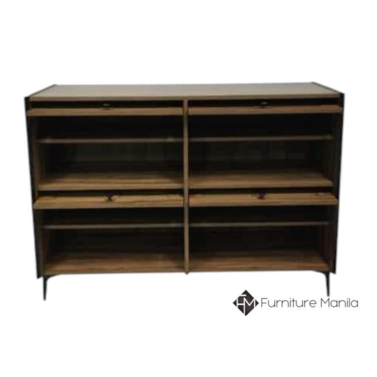 Walnut Haven 4-Door Louver Shoe Cabinet | Furniture Manila