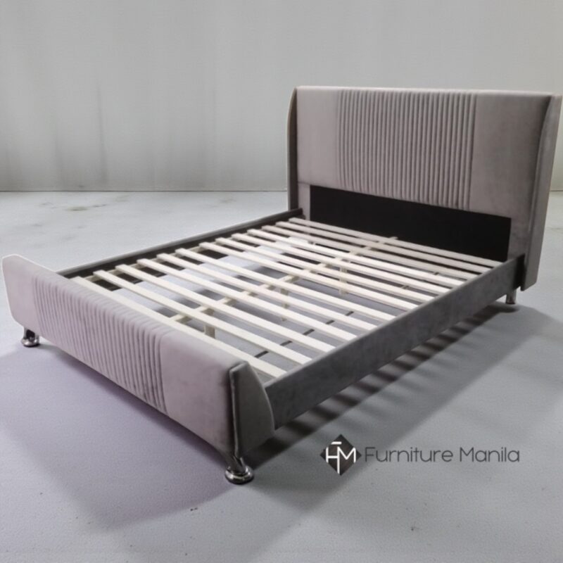 Skyline Channel-Tufted Queen Bed Frame – Gray Fabric | Furniture Manila